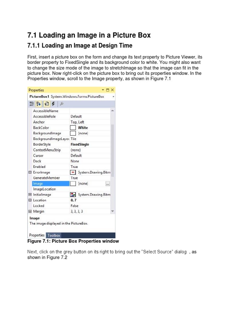 7.1 Loading An Image in A Picture Box | PDF | Dialog Box | Computer File
