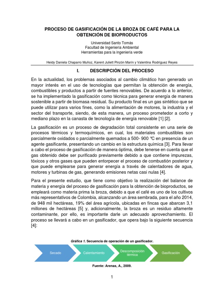 DEL PROCESO] "Gasificación de broza de café para la obtención de ...