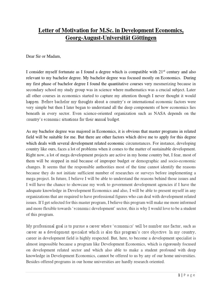 Final Motivation Letter For Gottingen University | PDF | Development ...