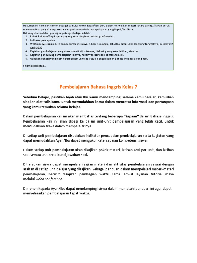 Contoh Petunjuk Belajar - PDF | PDF