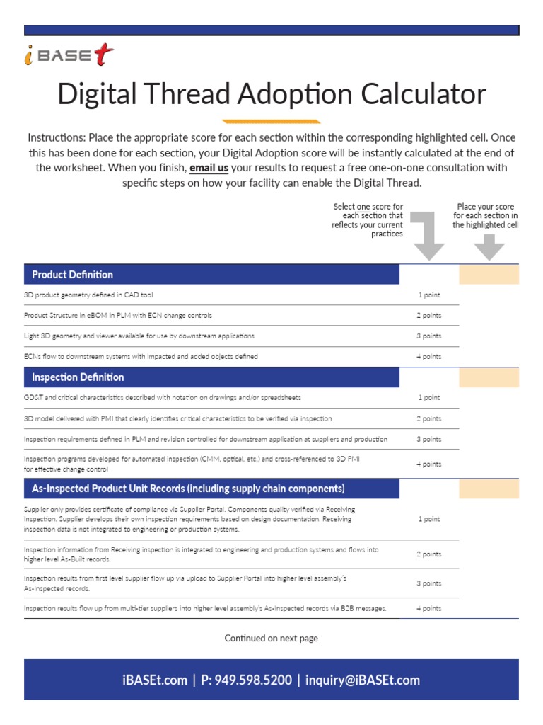 Calculator-An Audit of Your Digital Thread Adoption | PDF | Product ...