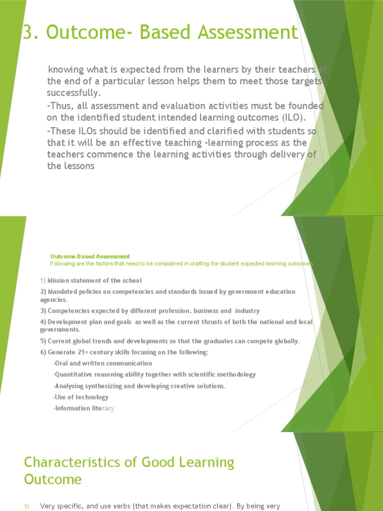 Outcome Based Assessment | PDF | Educational Assessment | Competence ...