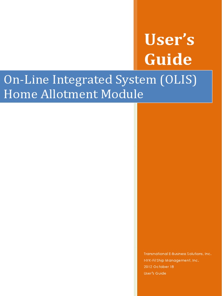 On-Line Integrated System (OLIS) Home Allotment Module: User's Guide ...
