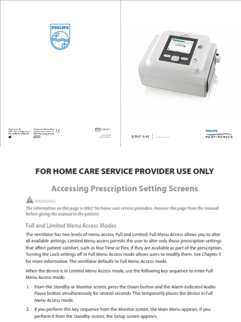 BiPAP A40 User Manual International English PDF | PDF | Electromagnetic ...