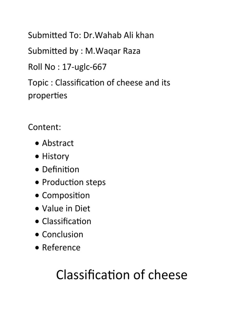 Classification of Cheese-1 | Download Free PDF | Cheese | Cheesemaking