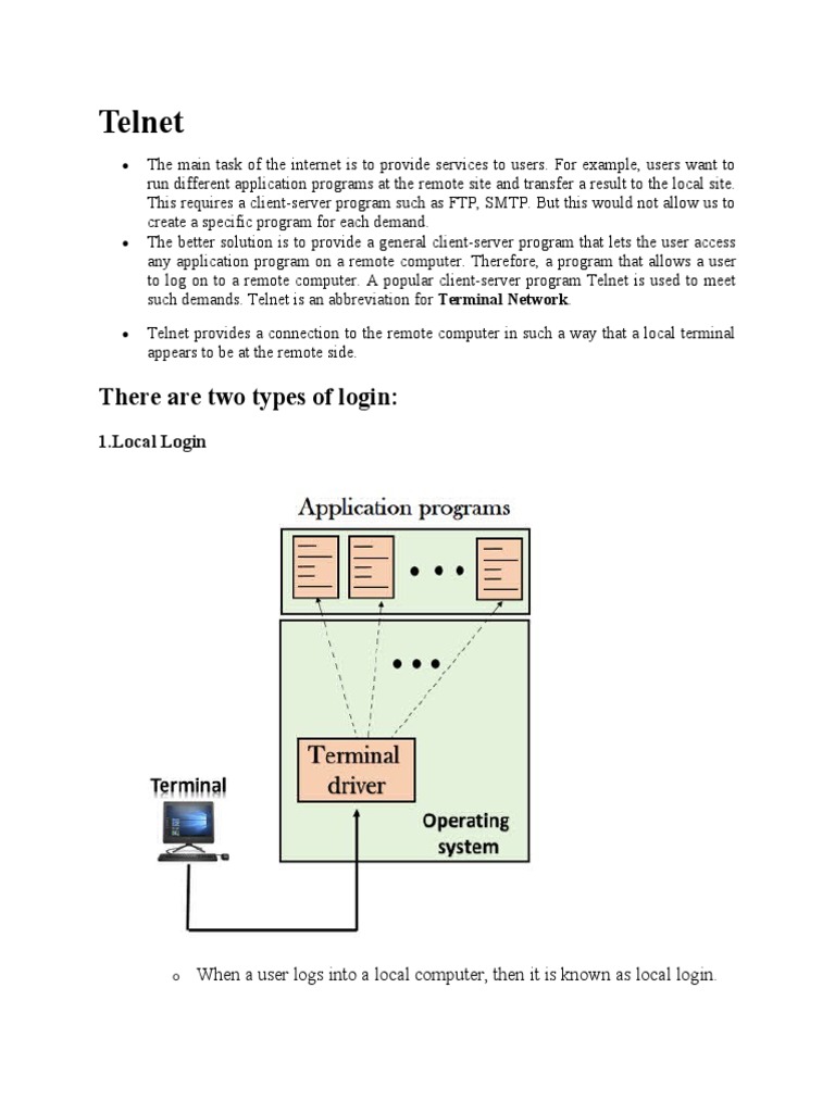 Telnet: There Are Two Types of Login | PDF | Computer Terminal ...