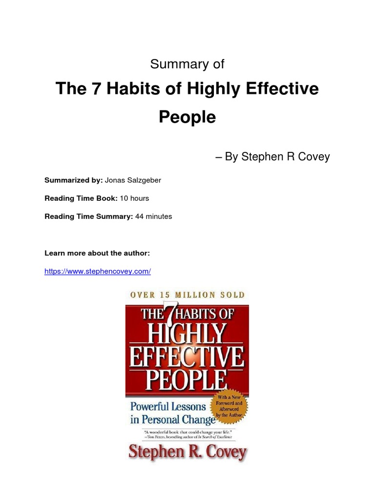 The 7 Habits of Highly Effective People by Stephen Covey - NJlifehacks ...