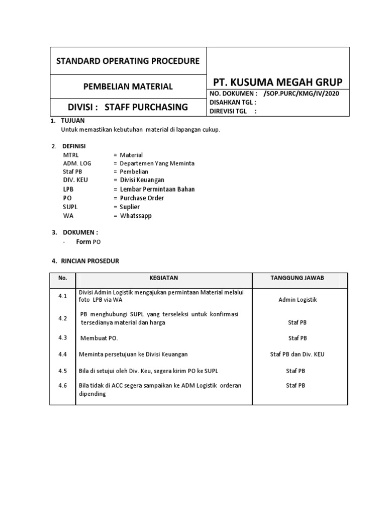 Sop Purchasing PDF | PDF