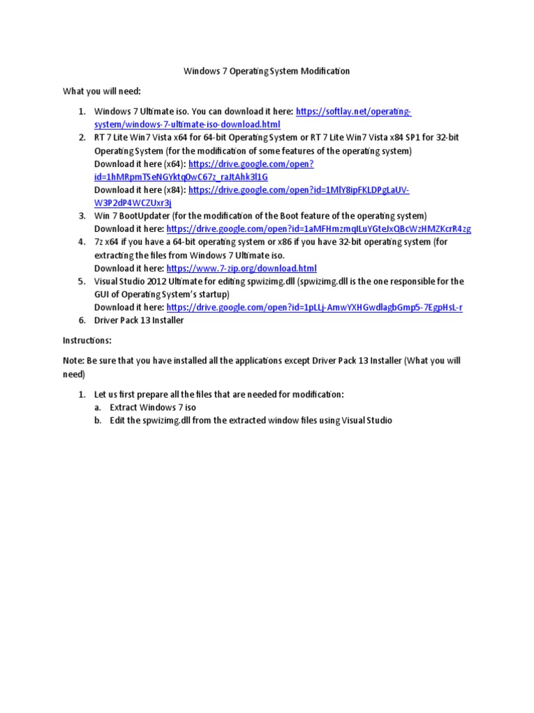 Windows 7 Operating System Modification | PDF