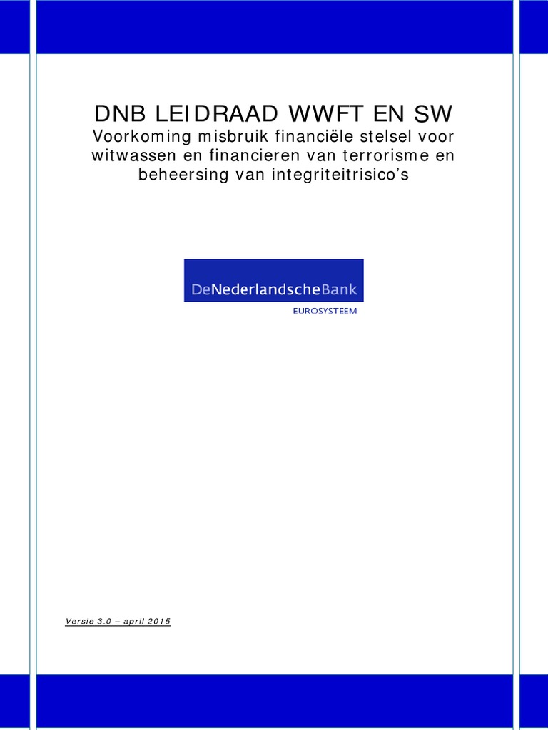 DNB Leidraad WWFT en SW PDF | PDF