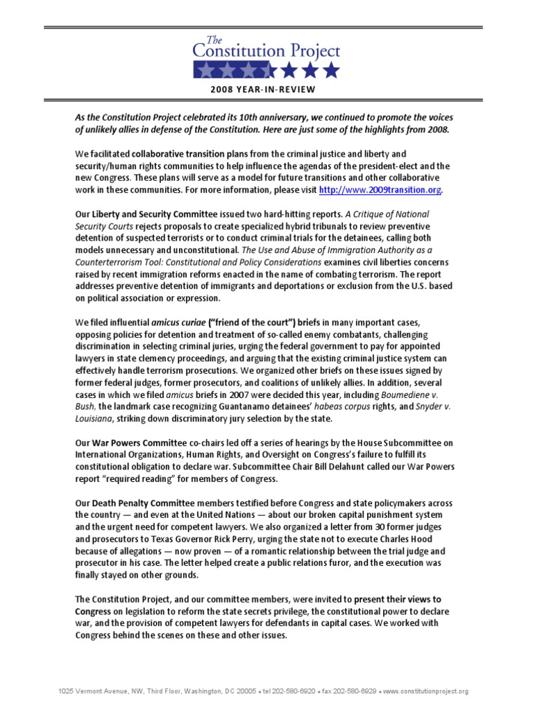 A Year of Impact: The Constitution Project's 2008 Year-in-Review ...