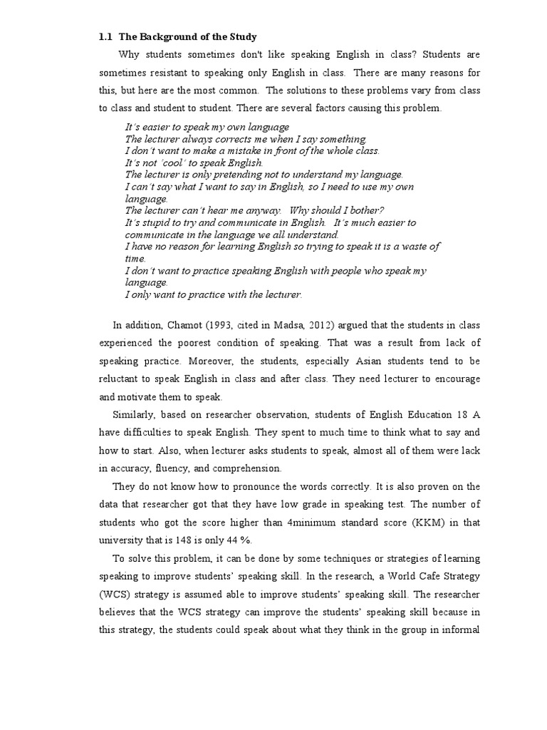 The Background of The Study | PDF | Fluency | Qualitative Research