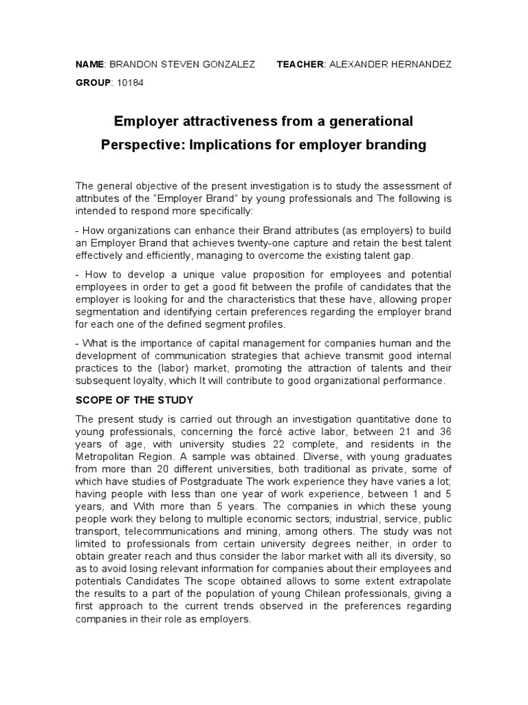 Employer Attractiveness From A Generational Perspective: Implications ...