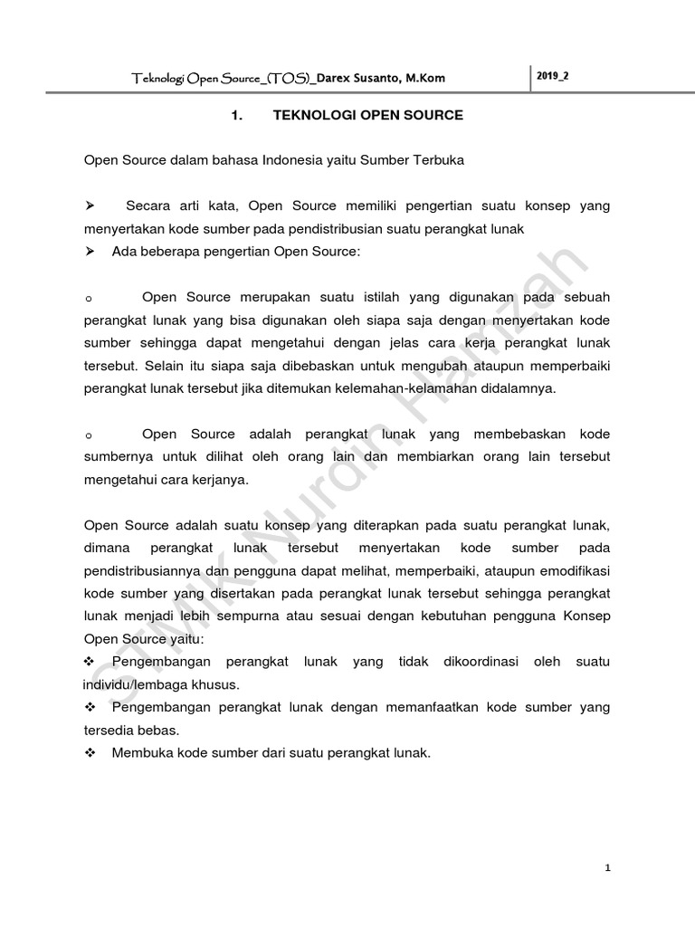 TEKNOLOGI OPEN SOURCE (TOS) Bersih 2020 | PDF