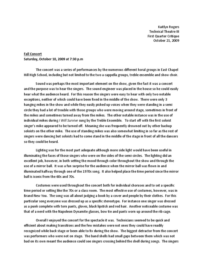 Critique | PDF | Choir | Concert