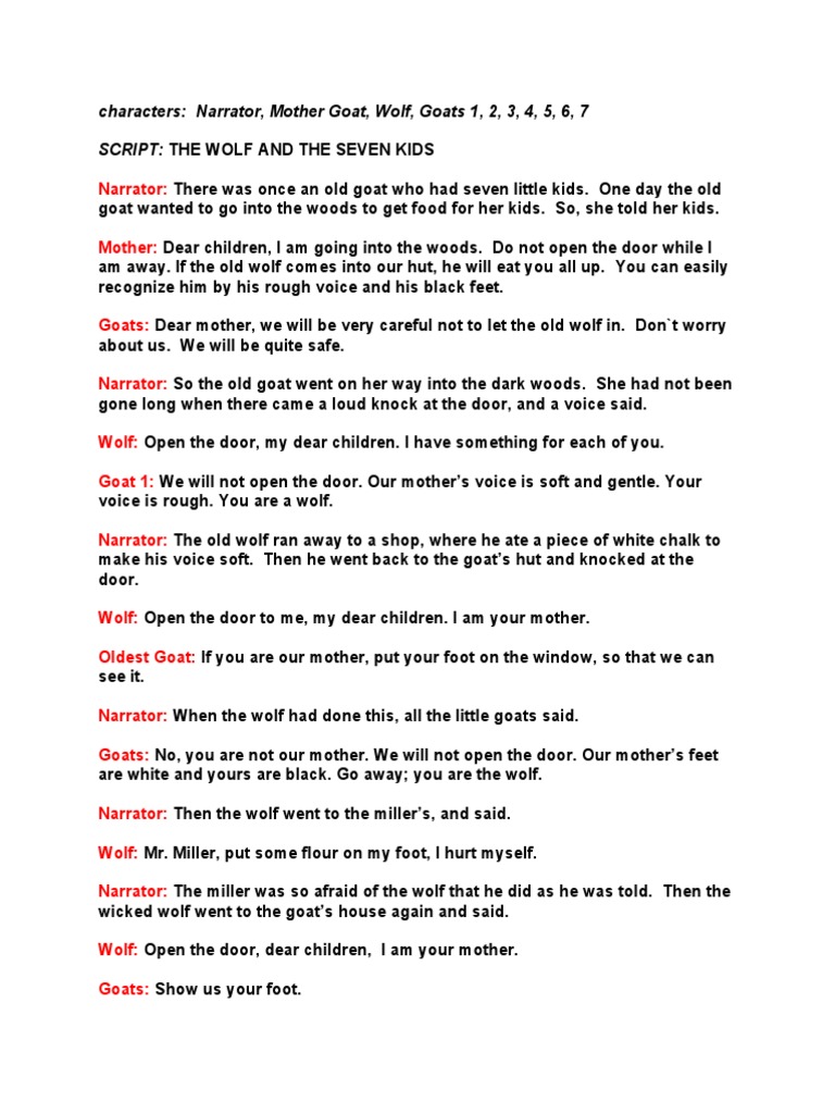 The Wolf and The Seven Kids | PDF