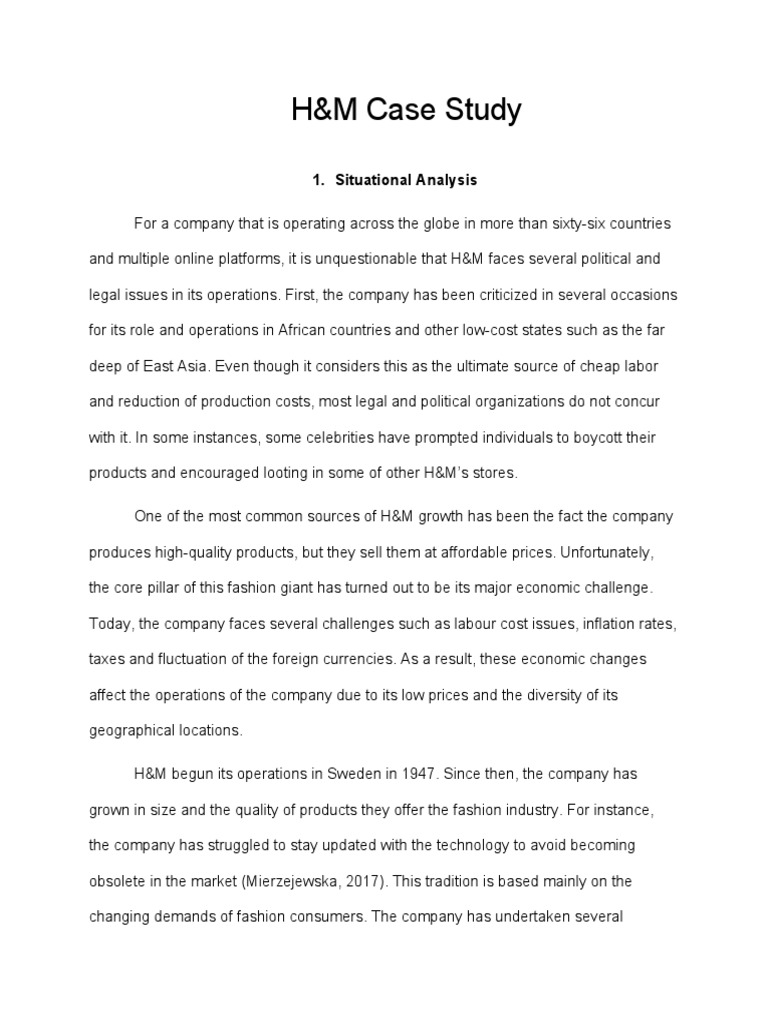 H&M Case Study: 1. Situational Analysis | PDF | Retail | Fashion