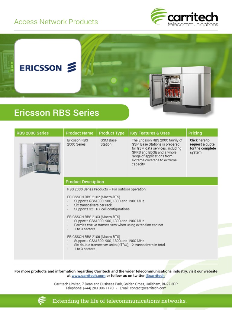 Ericsson RBS Series | PDF | Gsm | Telecommunications