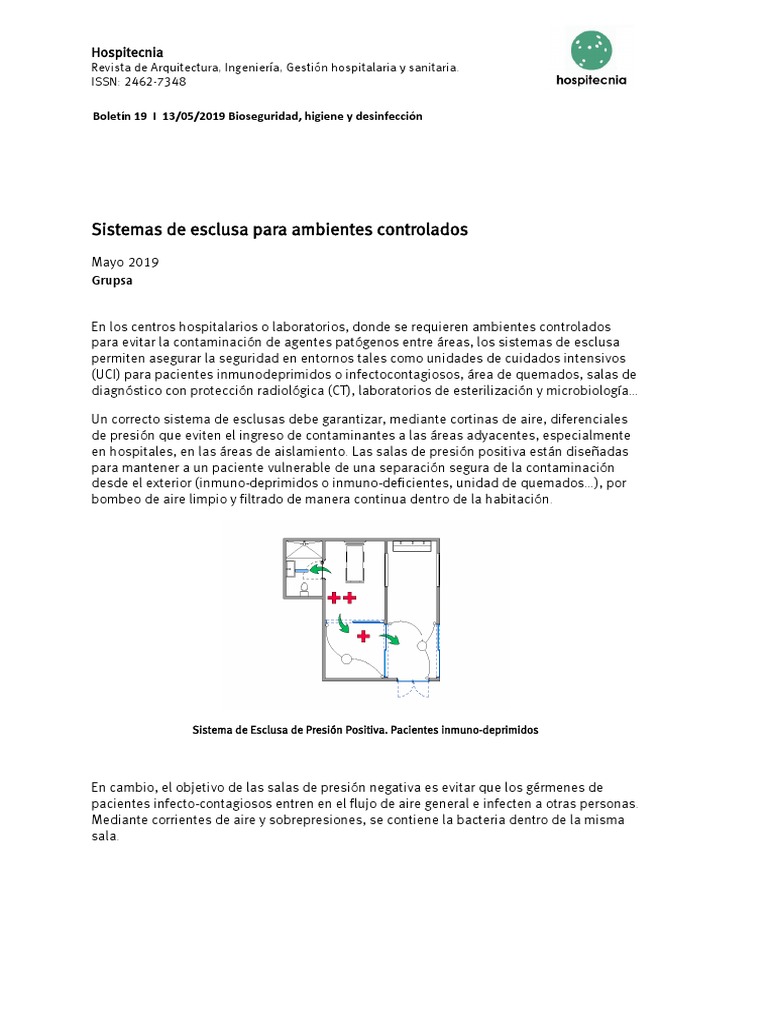 Sistemas de esclusas en hospitales y laboratorios | PDF | Contaminación ...