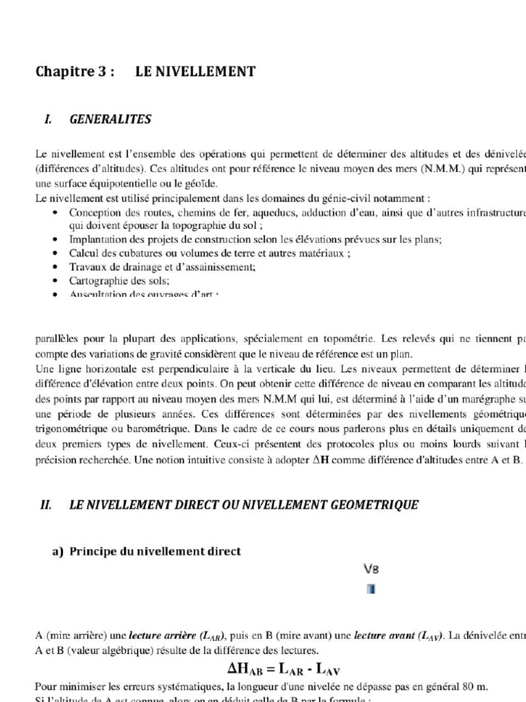 Chapitre 3 Nivellement PDF | PDF