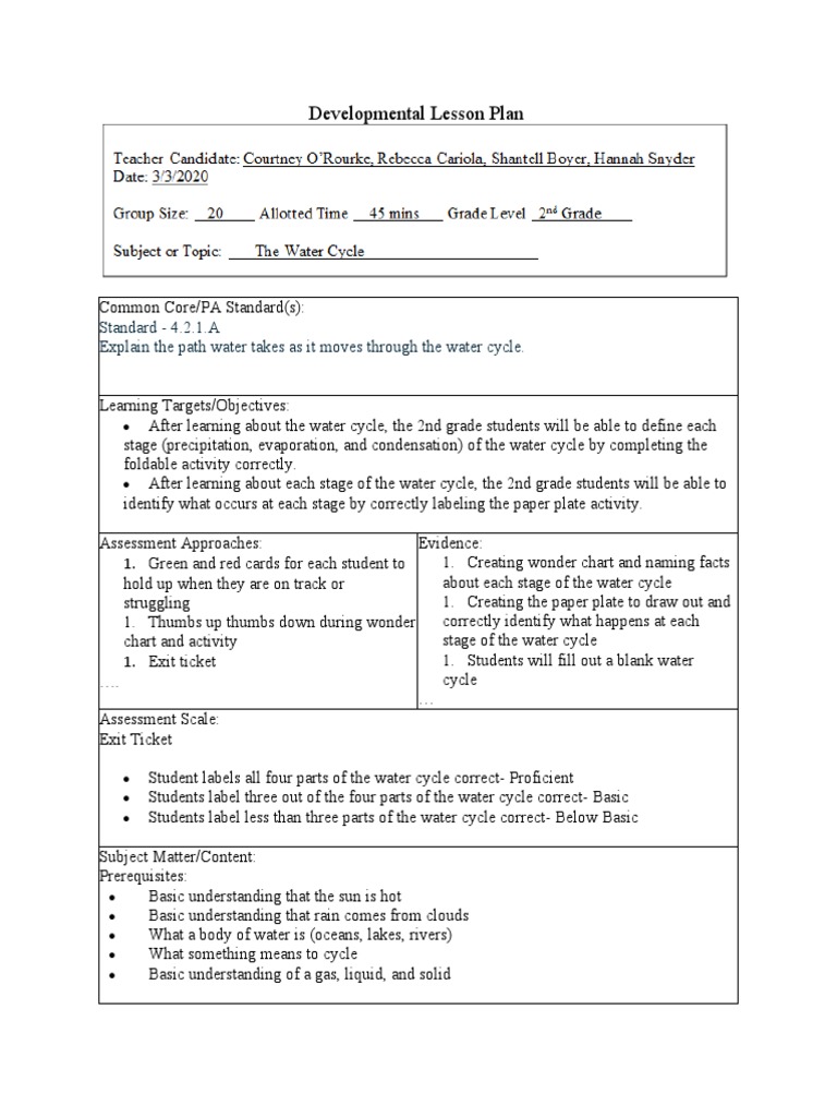 Water Cycle Lesson Plan | Download Free PDF | Water Vapor | Precipitation