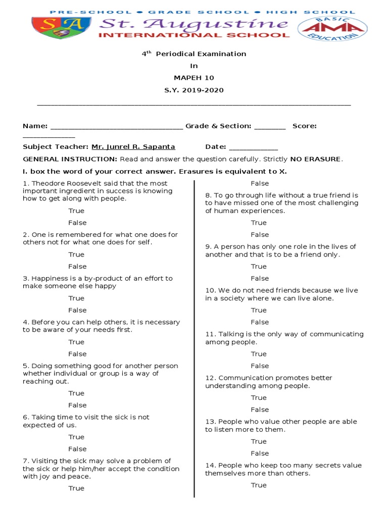 MAPEH 10 4th VALUES | PDF | Semiotics | Communication