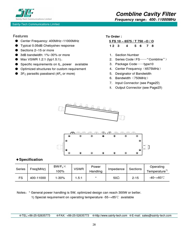 Combline Cavity Filter: Features | PDF | Bandwidth (Signal Processing ...