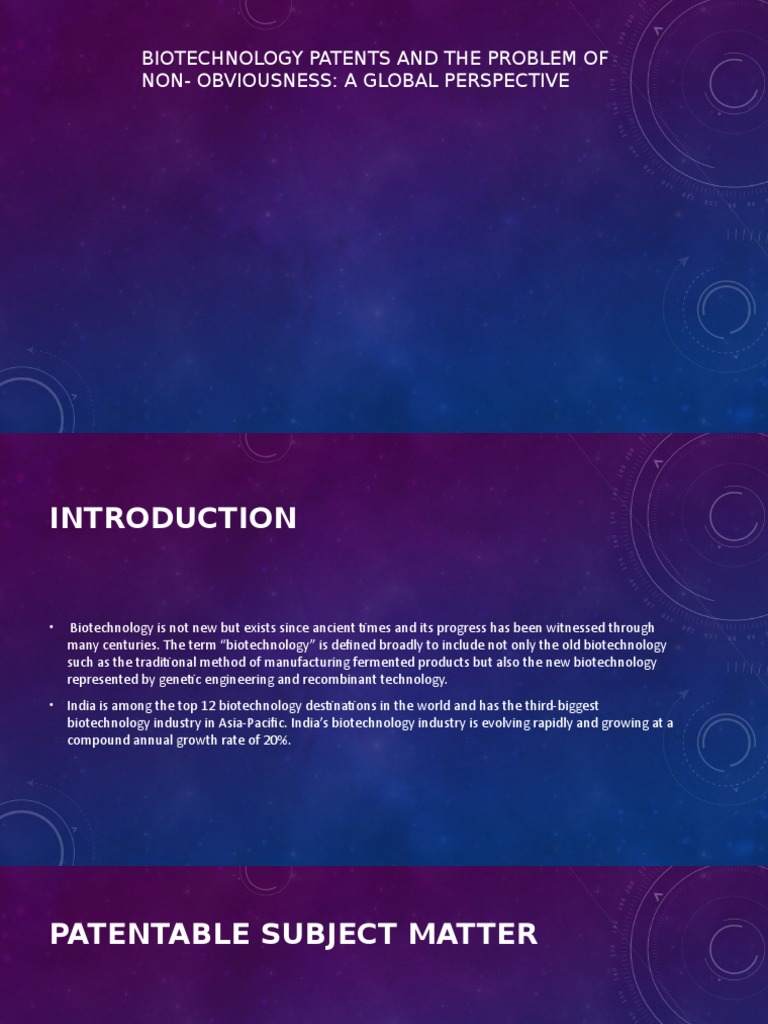 BIOTECHNOLOGY PATENTS AND THE PROBLEM OF NON - Obviousness | PDF ...