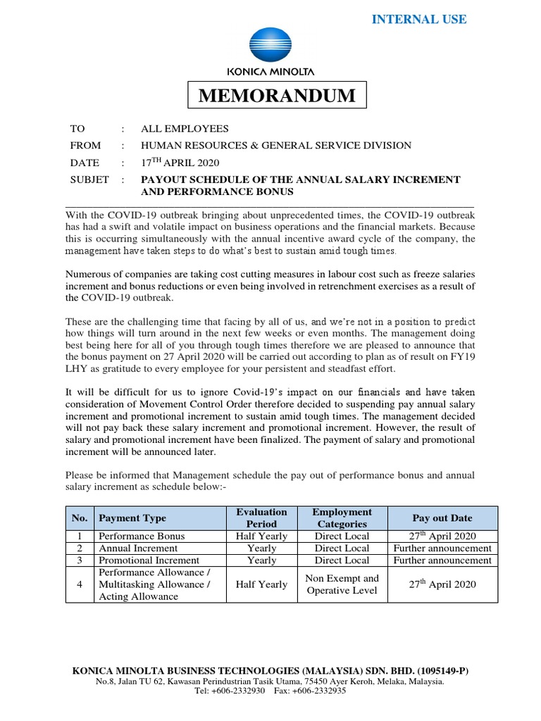 memo-payout-schedule-of-the-annual-salary-increment-and-performance