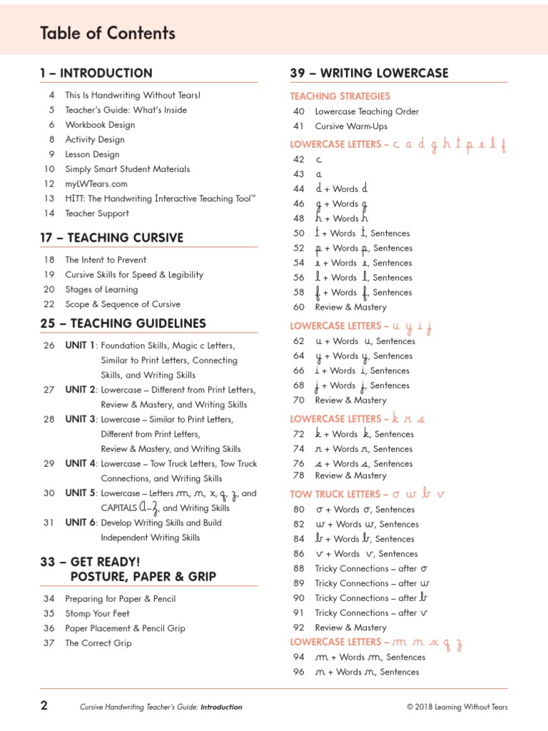 Cursive Handwriting Teachers Guide Sample Pages 39176 PDF | PDF ...