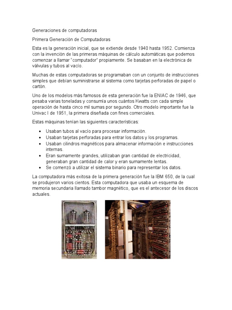 Generaciones de Computadoras | PDF | Circuito integrado | Microprocesador