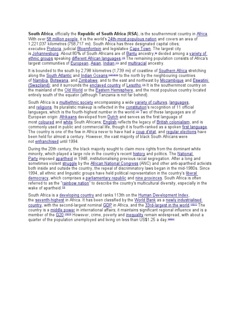 South Africa, Officially The Republic of South Africa (RSA), Is The ...