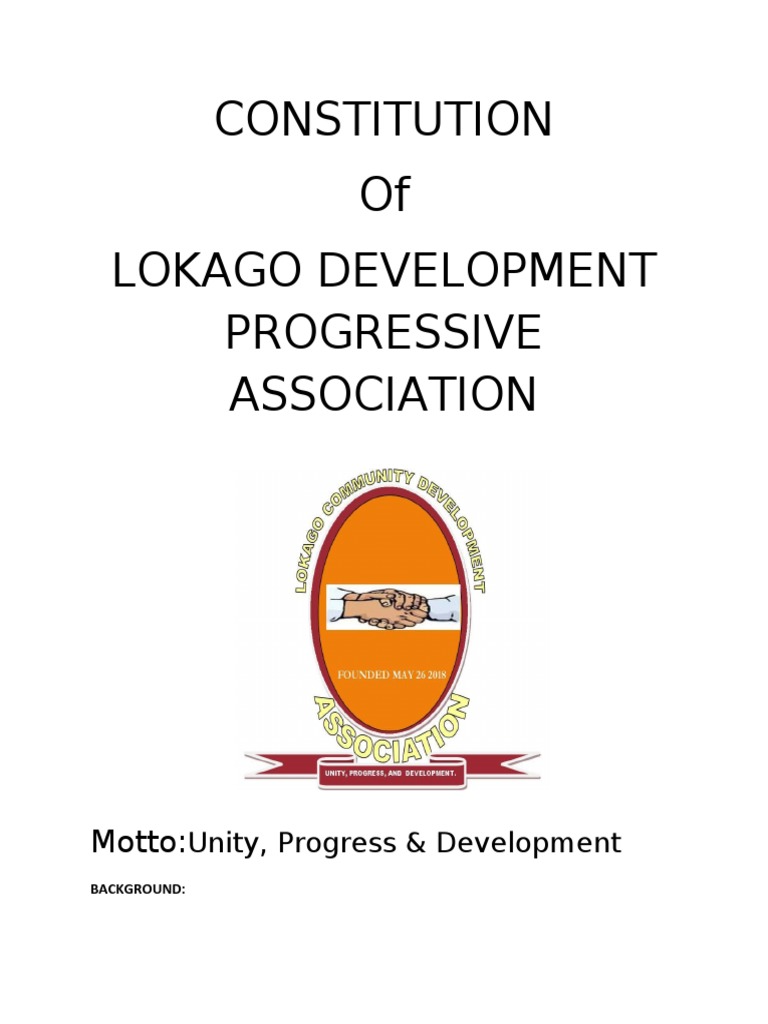 Constitution of Lokago Development Progressive Association: Motto | PDF ...