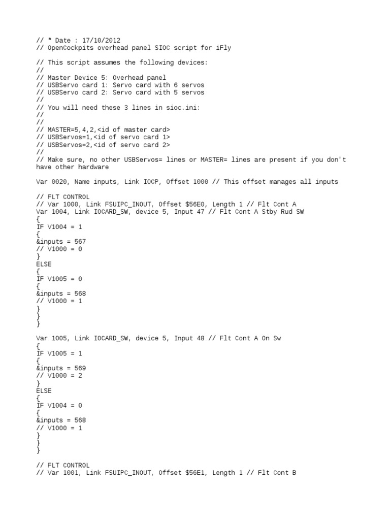 Opencockpits Overhead Script 2013 Ifly737 | PDF | Vehicles ...