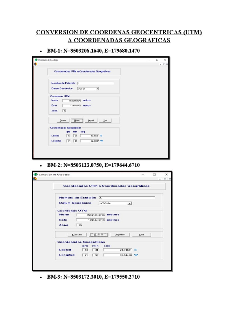 UTM to Geographic Coordinates Conversion | PDF