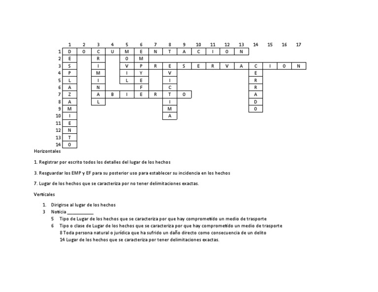 Crucigrama Primer Respondiente | PDF