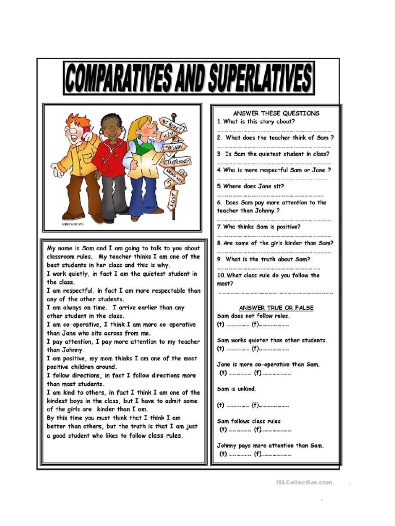 Comparatives Ans Superlatives Reading 1 | PDF