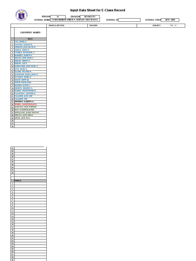 Master List of Students Enrolled in the Electrical Installation and ...
