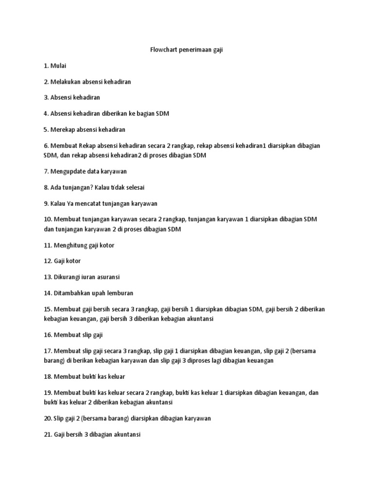 Flowchart Penerimaan Gaji Karyawan | PDF