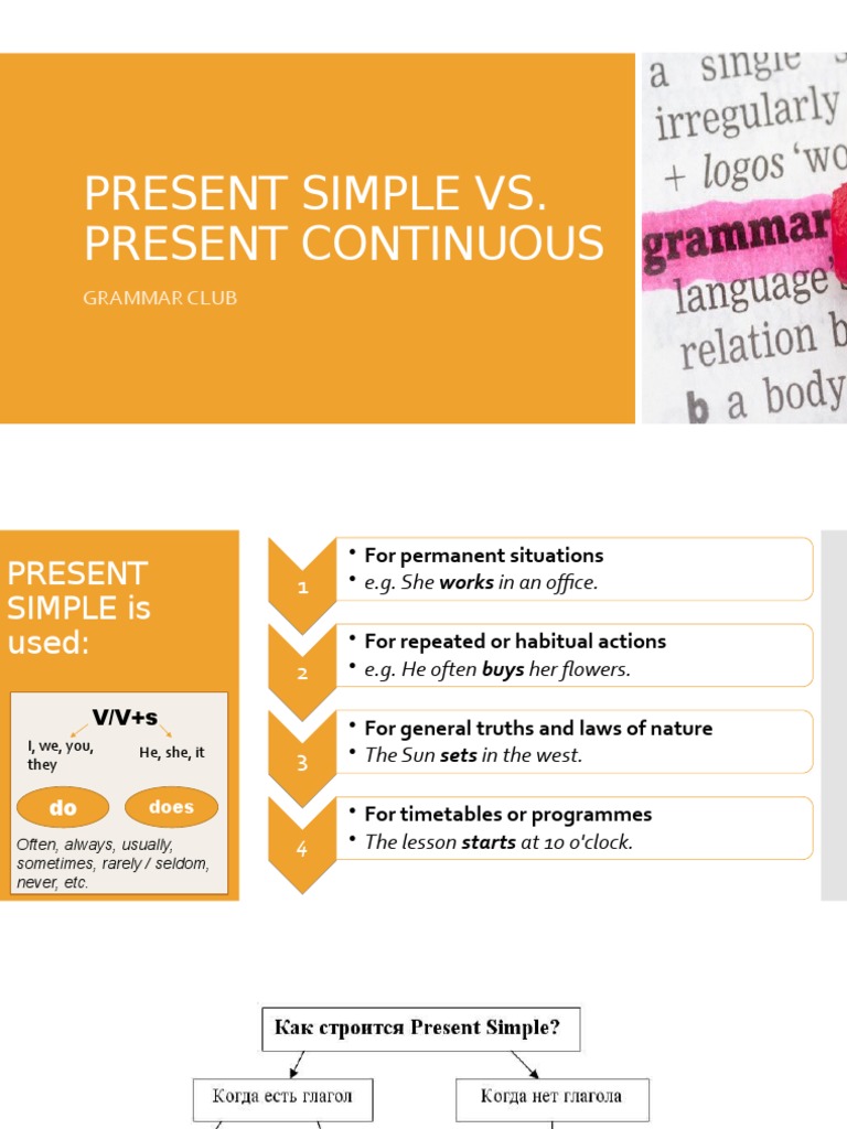 Present Simple VS Present Continuous | PDF | Grammatical Tense ...