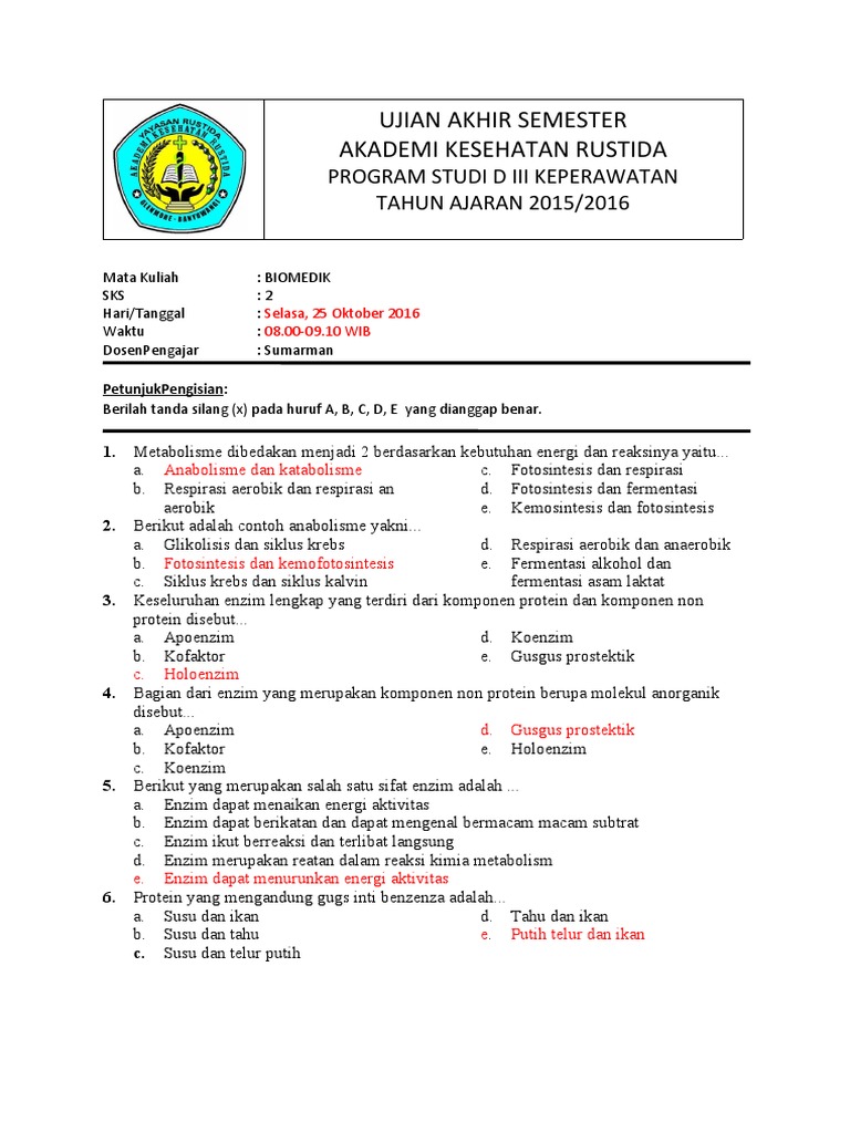 Soal Biomedik 36 Uas 19 @-1 | PDF