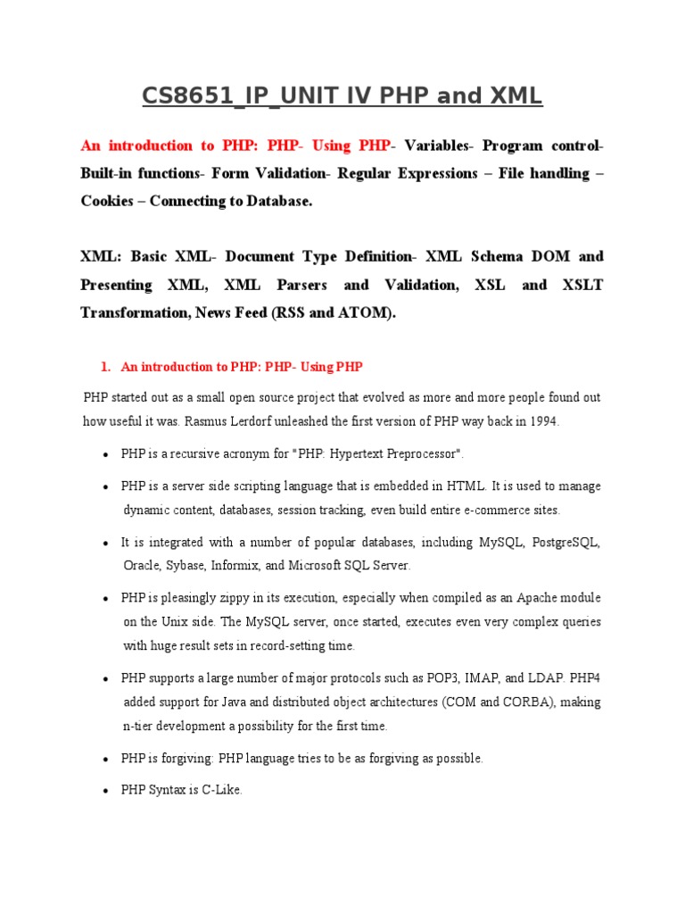 CS8651 - Ip - Unit - Iv - 1 - Introduction To PHP | PDF | Html Element ... CS8651 - Ip - Unit - Iv - 1 - Introduction To PHP | PDF | Html Element ...
