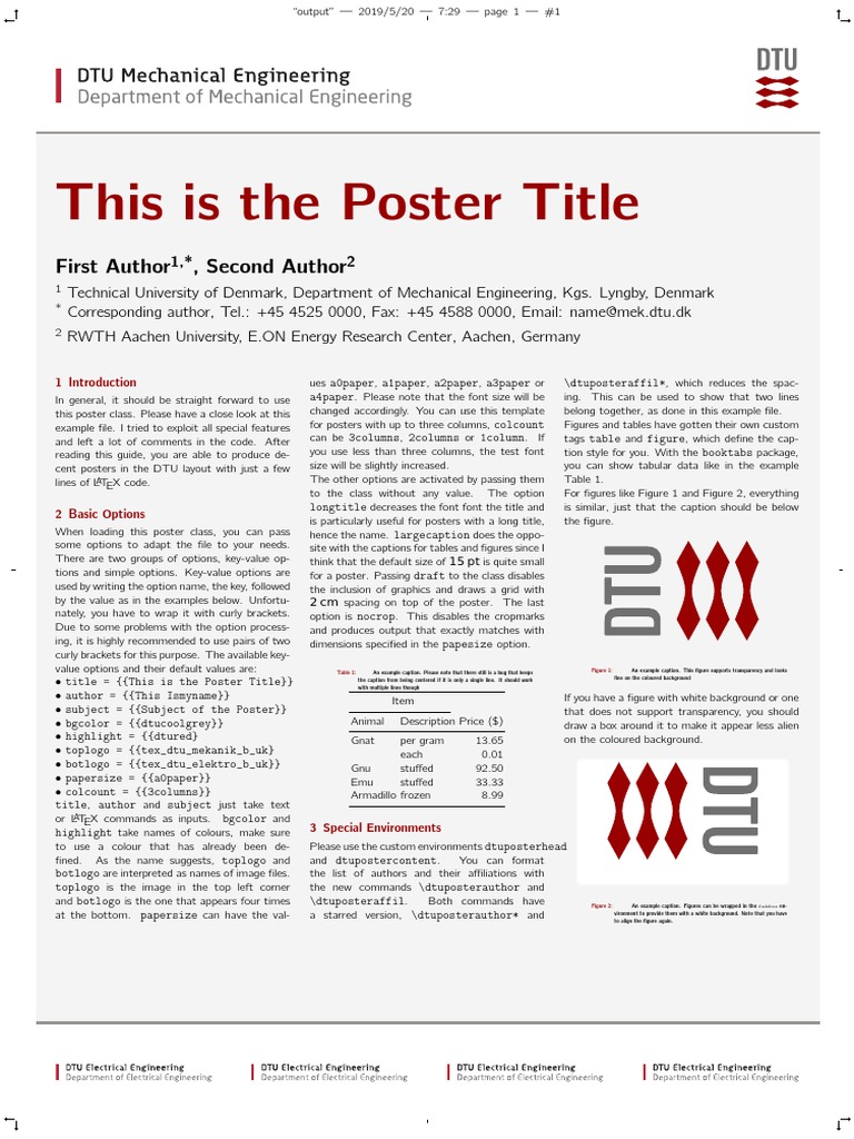 DTU LaTeX Poster Template Guide | PDF | Digital Technology | Computer ...