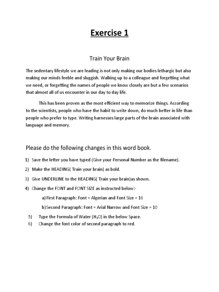 Exercise 1: Train Your Brain | PDF