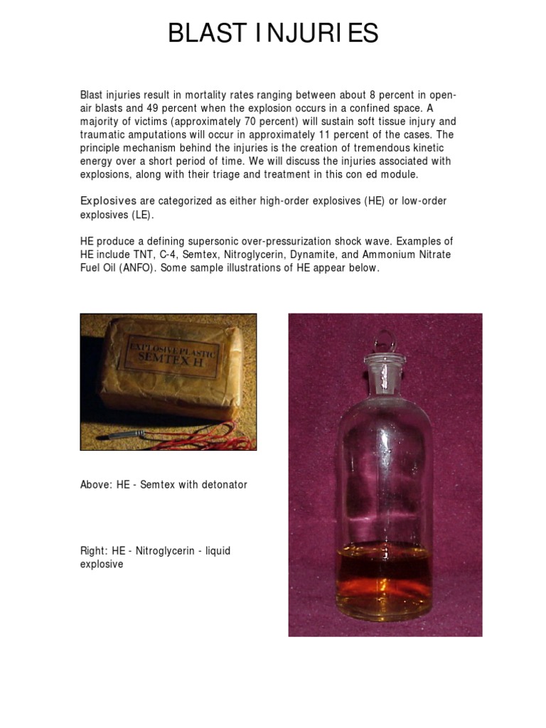 Blast Injuries: Explosives Are Categorized As Either High-Order ...