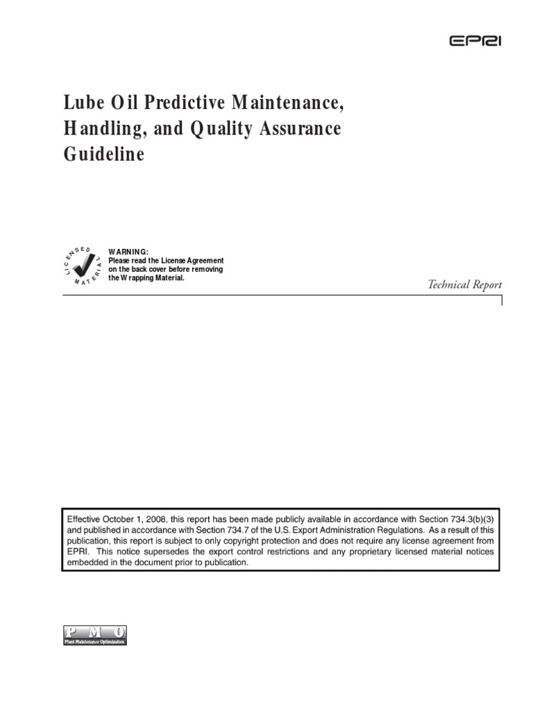 EPRI TR 1004384 Lube Oil Predictive Maintenance PDF | PDF | Lubricant ...