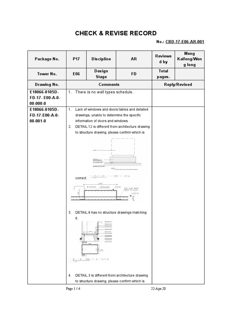 Ifc Check & Revise Record - Cbd-Cuc - E06-Ar-001 | PDF | Art Media