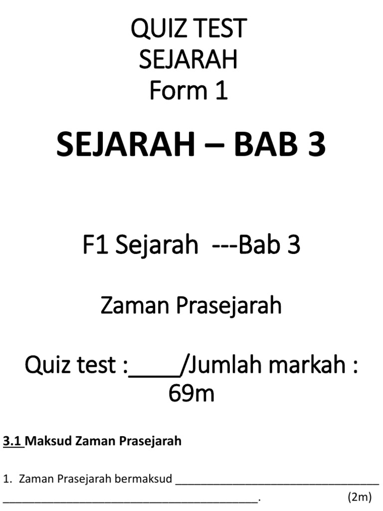 F1 Quiz Sej Bab 3 | PDF