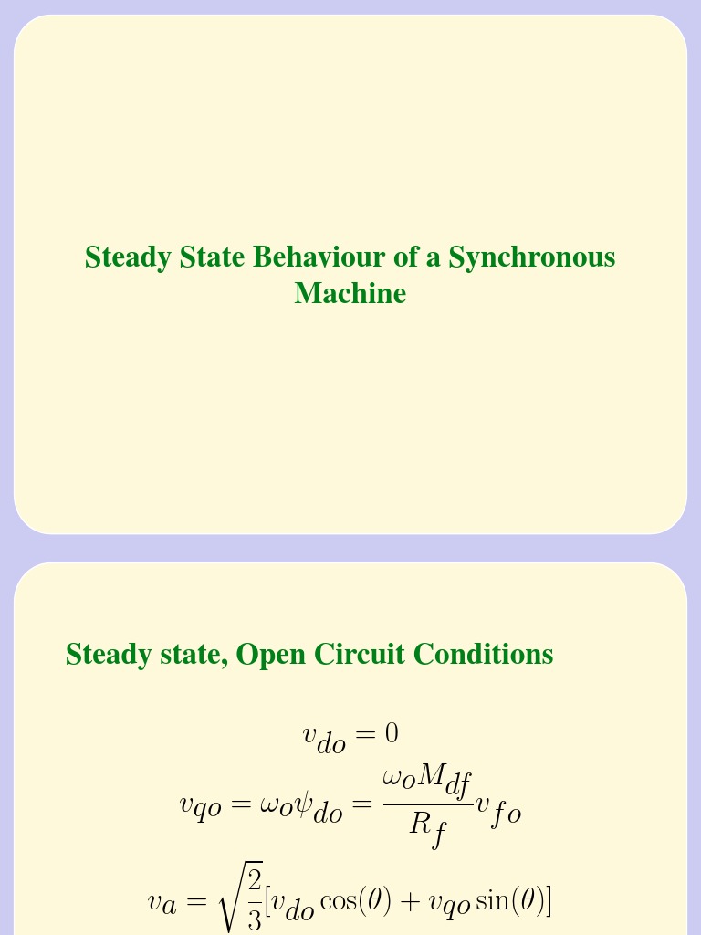 Steady State Behaviour of A Synchronous Machine | PDF