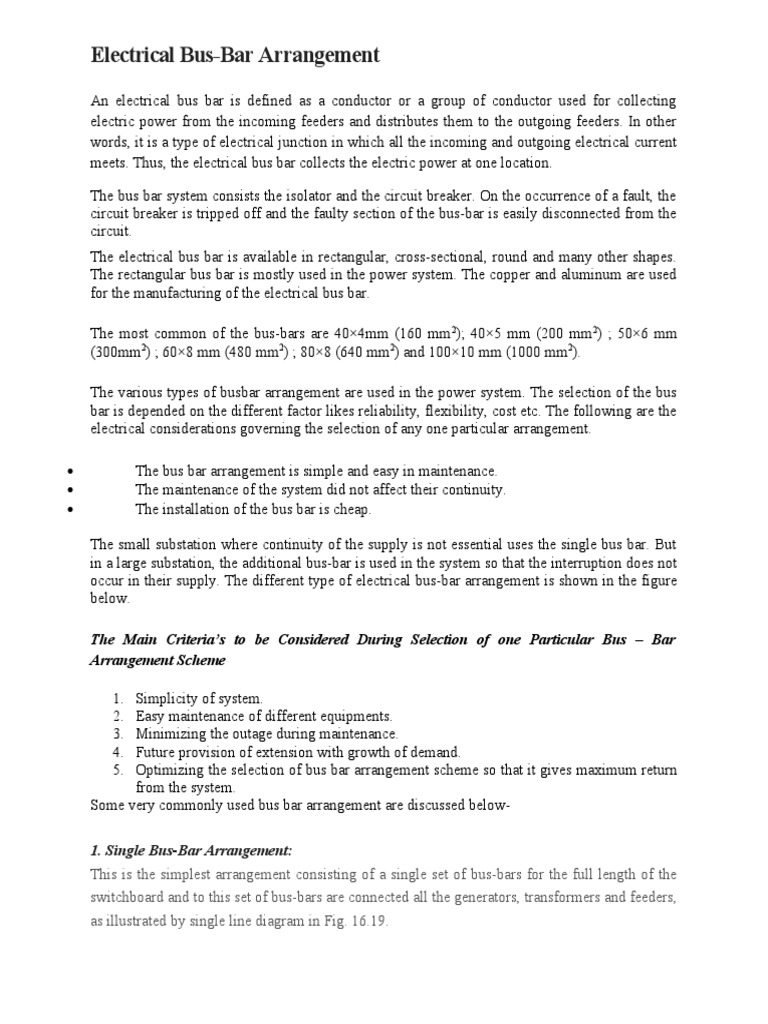 Electrical Bus-Bar Arrangement Types | PDF | Electrical Substation ...
